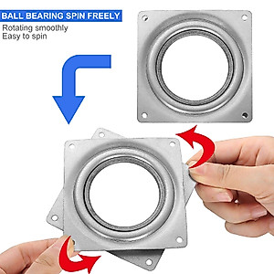 12Pack Black Lazy Susan Turntable Bearings, 4”Square Rotating Plate, 300lbs Capacity 5/16”Thick Swivel Plate for DIY Lazy Susan Project Storage Organizer Rack Cake Decorating Sculpture Displays