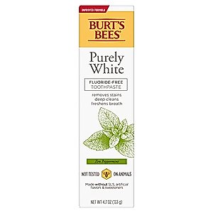 Burt's Bees, Toothpaste Fluoride Free Purely White Zen oz, Peppermint, 4.7 Ounce