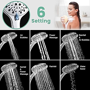 LINPUNG Handheld Shower Head, No Tingling Sensation, 6-Spray Modes, Chrome High Pressure Shower Head with Handheld, 59-inch Shower Hose, Rain Showerhead with Handheld Sprayer, Shower Wand California