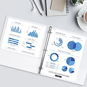 1-inch 3 Ring Binder with 2 Pockets, 1'' Basic Binders Holds US Letter Size 8.5'' x 11''for Office/Home/Back to School, 6 Pack