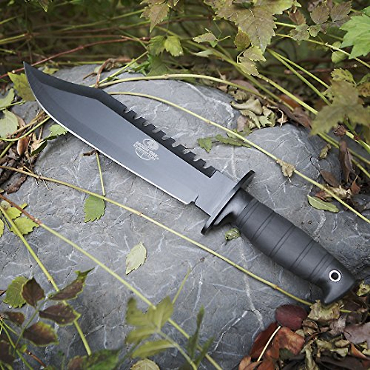 MOSSY OAK 15-inch Survival Bowie Knife & Folding Pocket Knife, Fixed Blade Hunting Knife with Sheath, Sharpener and Fire Starter Inculded, Tactical Bowie Knife for Camping, Hunting, Outdoor