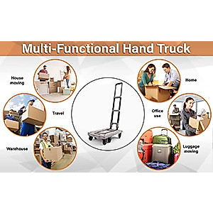 Hand Truck, COREFLEX Folding Hand Truck Foldable with 7 Wheels 500lbs Heavy Duty Hand Truck Dolly Adjustable Handle for Luggage, Travel, Moving, Shopping, Personal and Office