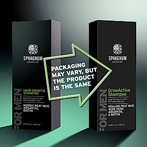 Hair Growth Shampoo for Men - Natural Biotin Boost with Argan Oil, Aloe Vera and Peat Mud - Effective Hair Loss Treatment for Thinning Hair - Helps With Dandruff