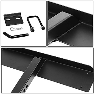 Auto Dynasty Universal 26 Inches Black Powder Coated Oval Rear Tow Hitch Step Bar Board with Honeycomb Step Pad for 2 Inches Receiver Pickup Truck SUV Trailer