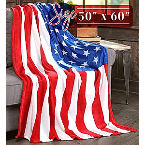 Elegant Comfort Lightweight Printed Throw Blanket- All Season, Ultra Soft, Cozy and Plush- Decorative Throw Blankets, Perfect for Lounging, 50 x 70 inches, American Flag, Throw Blanket