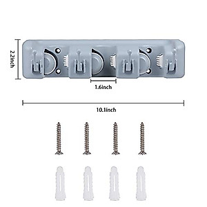 Phoenixee Broom Holder Wall Mount, Broom Holder For Garden, Garage, Multifunctional Mop Holder Wall Mounted, Broom Holder Brackets Equipped with Screws, Broom Holder Brackets (3 Position, 4 Hooks)