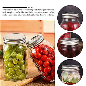 Angoily 12pcs Mason Jar Lids Reusable Canning Lids Mason Can Cover Canning Bands Regular Mouth Mason Jars Cap Canning Lids and Ball Jar Lids Wide Mouth Lids Caps With Cover Ring Tinplate
