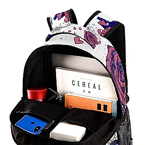 VBFOFBV Laptop Backpack, Elegant Travelling Backpack Casual Daypacks Shoulder Bag for Men Women, Red Rose Heels Heart Retro