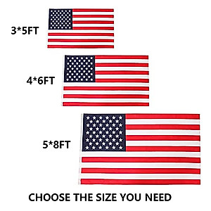 American Fags for Outside 3x5 FT -Heavy Duty USA Flag with Embroidered Stars, Sewn Stripes, and Brass Grommets, 210D Oxford Nylon and Double Edge Sewing,Brass Grommets Nylon Garden US Flag