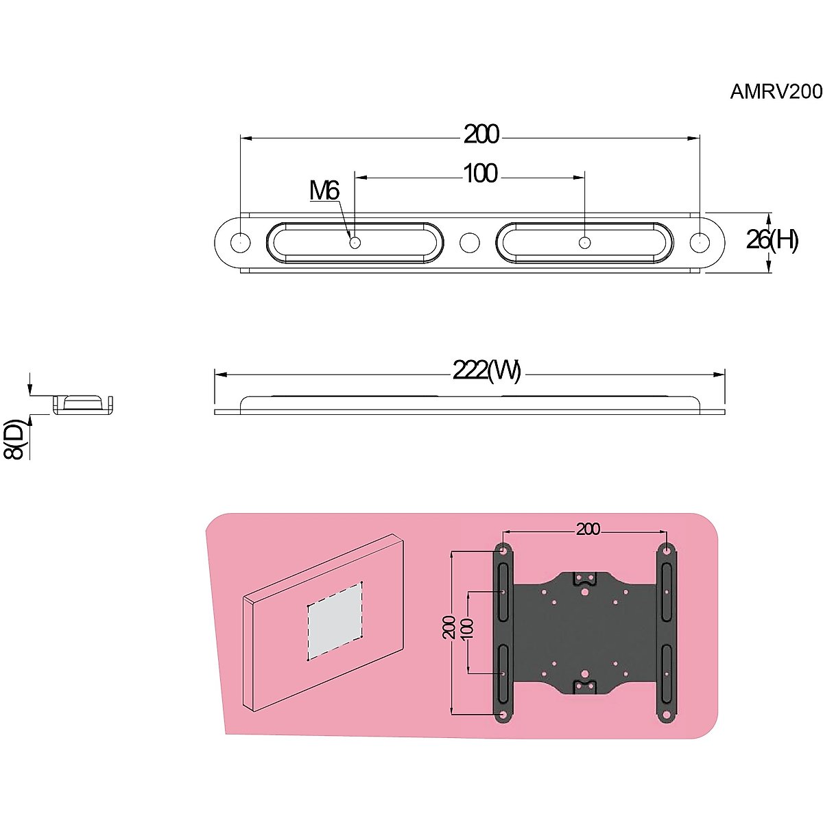 Amer Networks Mounting Adapter for Flat Panel Display AMRV200