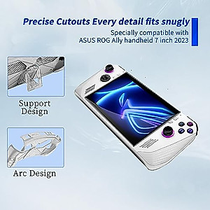 Protective Case for ASUS Rog Ally 7" 2023 with Kickstand -TPU,Flexible,Shockproof, Non-Slip, Anti Collision-2 *Screen Protectors (White)