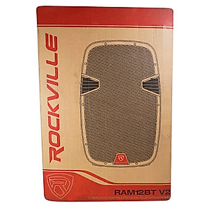 Rockville RAM12BT 12" 600W Rechargeable PA Speaker with Bluetooth, Deep Bass, Includes 2 Wireless Mics, TWS Linking, USB/SD Inputs, - Perfect for Mobile DJ and Musicians, Small Venues, Events