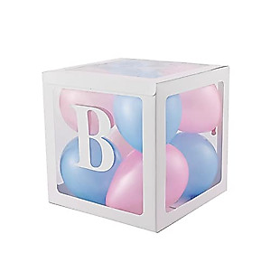 White Transparent Balloon Boxes With 27 Letters,Clear Block Boxes Backdrop ,for Birthday Bridal Baby Shower Gender Reveal Grad Party Decoration Balloon Box-Reusable Favors In Giftbox