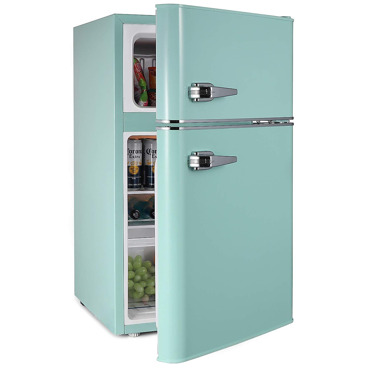ADT Mini Refrigerator with Handle, 3.2 Cubic Feet Capacity Mini Fridge with Freezer (Mint Green)