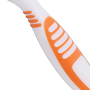 ANGGREK Denture Toothbrush, Dual Head Safe Denture Cleaning Tools for Partial Dentures Half Dentures Complete Dentures Orange