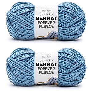 Bernat Forever Fleece Ball Point Blue Yarn - 2 Pack of 280g/9.9oz - Polyester - 6 Super Bulky - 194 Yards - Knitting, Crocheting & Crafts