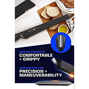 Dalstrong Serrated Bread Knife - 9 inch - Shadow Black Series - Black Titanium Nitride Coated - High Carbon - 7CR17MOV-X Vacuum Treated Steel - Bread Slicer Cutter - Slicing - Sheath - NSF Certified