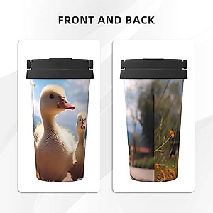 GTKSYNVE Reusable Coffee Mug with Lid and Handle, Cute Goose Tumbler for Hot & Cold Drinks 16oz Stainless Steel Insulated Coffee Tumblers Double Wall Vacuum Thermal Cup
