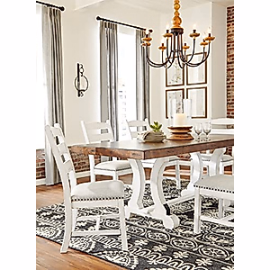 Signature Design by Ashley Valebeck Farmhouse Rectangular Extension Dining Table, Fits up to 8, White & Brown