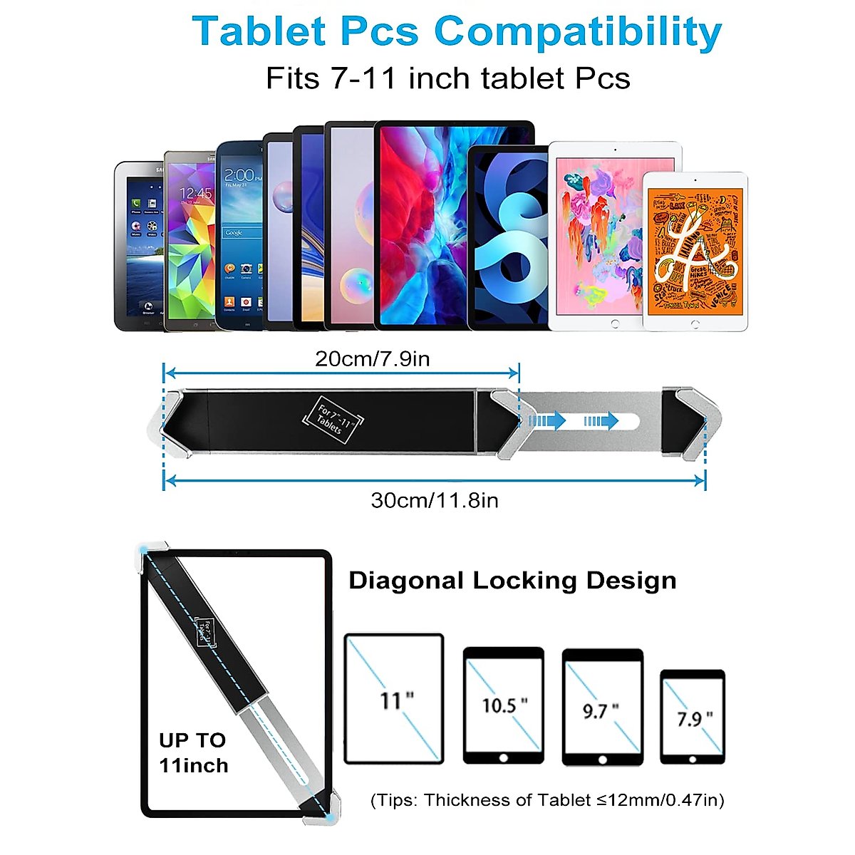 woleyi Anti-Theft Desktop Tablet Kiosk Stand Holder, Heavy Duty Countertop Tablet POS Display Mount with Security Lock and Key, Compatible with iPad Pro/Air/Mini, Galaxy Tabs, More 7-11" Tablets