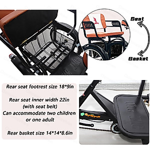 Adult Tricycle Folding Bicycle Comfortable seat 3 Wheel Bicycle Rear Enlarged Vegetable Basket Double Chain 20inch Shock Absorber Front Fork for Parents and Children Maximum Load 440lbs (Black)