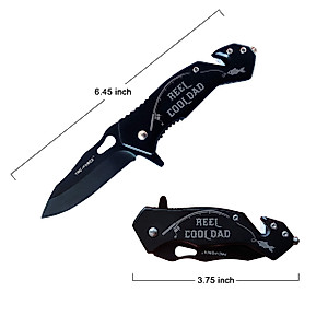 Reel Cool Dad - Engraved Pocket Fishing Knife for Father who loves Fishing - Gift for Fishing Dad - Fisherman Daddy - Funny Gift Idea for Christmas, Father's Day, Birthday (Reel Cool Dad)