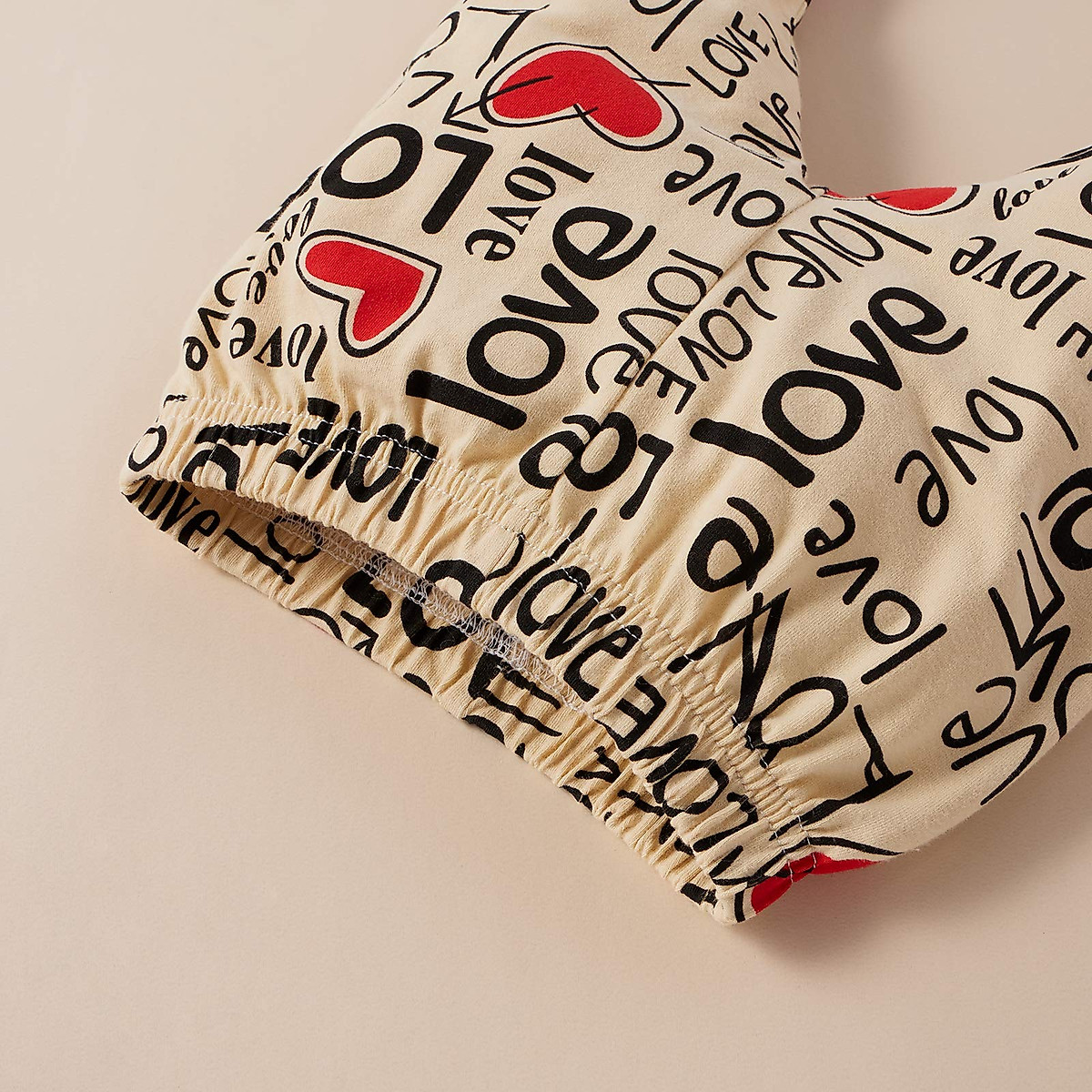 Toddler Baby Girl Valentine's Day Outfits Ruffle Tunic Top Dress Shirt Carriage Love Heart Print Flare Pants Clothes Set (Red, 1-2T)