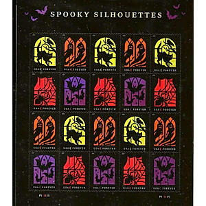 USPS Spooky Silhouettes Halloween Forever Stamps - sheet of 20 stamps