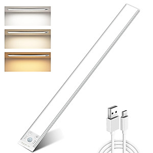 Hensam 138 LED Motion Sensor Under Cabinet Lights,15.7 Inch Wireless USB Rechargeable Motion Activated Light Indoor,Dimmable Magnetic Closet Lights,Night Lights for Wardrobe,Kitchen,Hallway