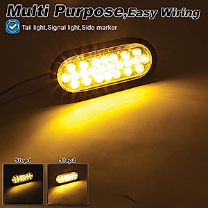 LEDVILLAGE 6 Inch Oval Clear Lens Amber Trailer Marker Lights 24 LED Turn Parking Signal Lamp SMD Plug & Rubber 3-Wire for Trailer Truck RV Pickup Van 12v DC (2 Pcs)