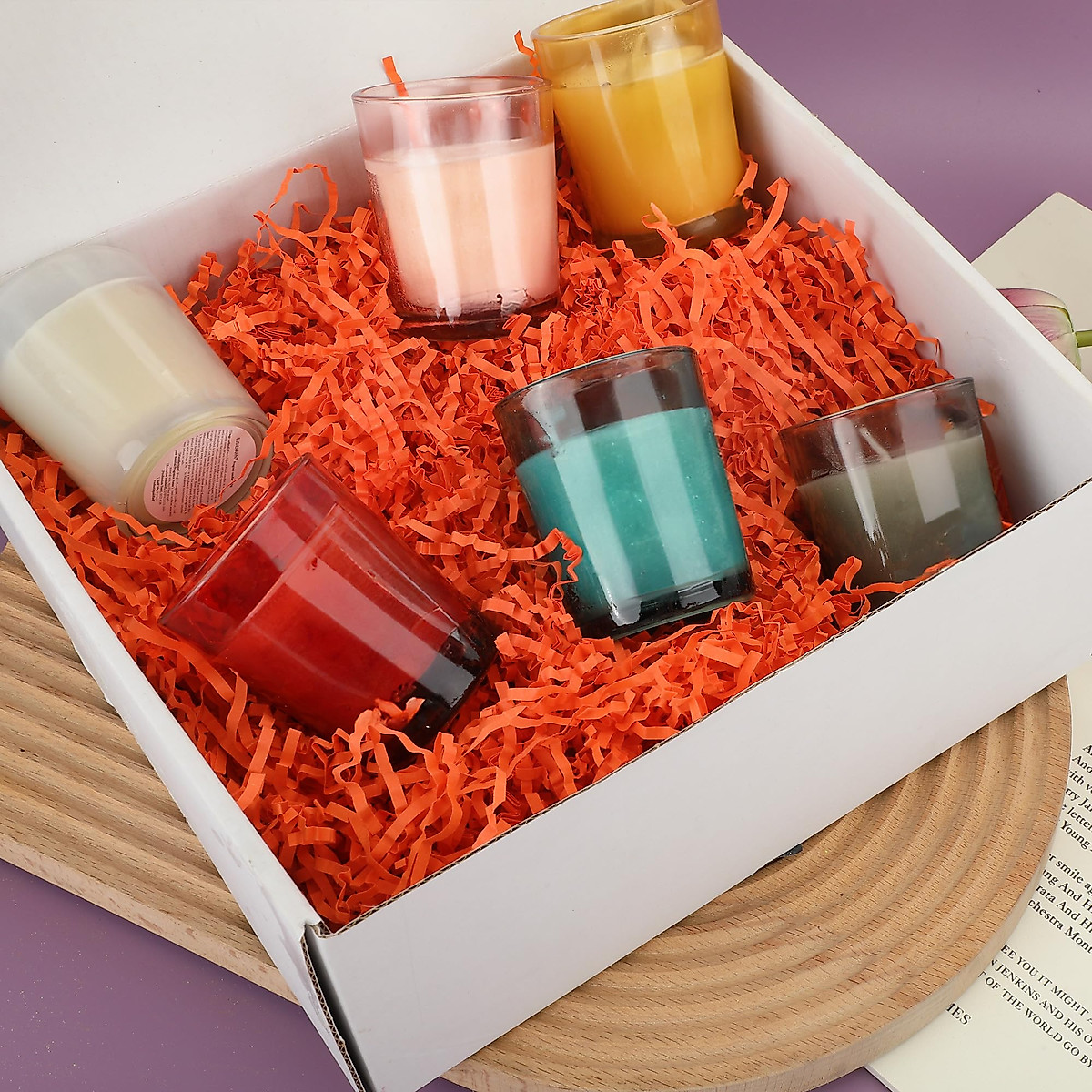 AIRGAME Crinkle Cut Paper Shred Filler (1/2 LB) for Gift Wrapping and Basket Filling - Orange Shredded Paper for Gift Box, Box Confetti Shredded, Box Stuffing