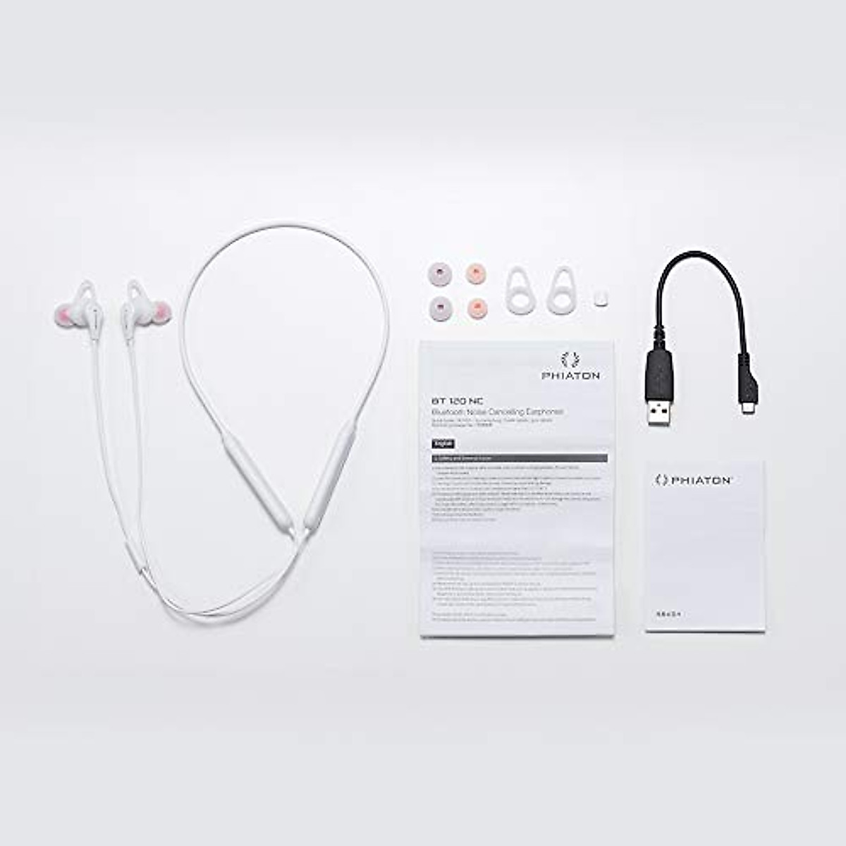 Phiaton BT 120 NC Qualcomm Bluetooth Wireless Active Noise Cancelling Earbuds – Neckband Headphones with Inline Control and Microphones, BT Earphones with Noise Cancellation and IPX4 Water Resistant