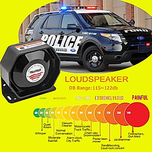 YHAAVALE CJB200E Amplifier Police Siren & Metal Ultra Slime Octagon Flat Speaker,DC12V 100W 8 Tones Wired Mic Loudspeaker Emergency Electronic PA System