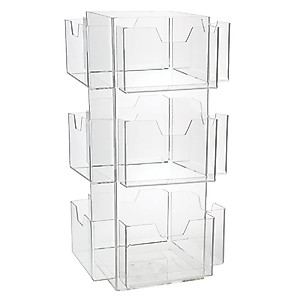 SOURCEONE.ORG Clear Acrylic 12 Pocket Rotating Greeting Cards Display, Holds 7" x 5" Cards