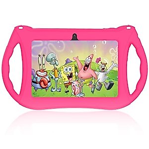 RliyOliy Kids Tablet, 7 inch Android 12 Tablet for Kids, 3GB RAM 32GB ROM Toddler Tablet with Bluetooth, WiFi, GMS, Parental Control, Dual Camera, Educational, Games(Pink)