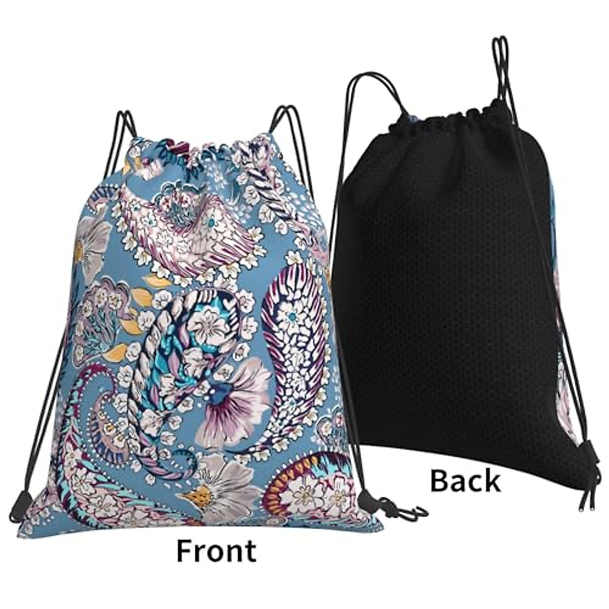 Delhiponics Ethnic Elements Drawstring Backpack Waterproof Gym Sports Trave String Bag Adjustable Lightweight Drawstring Bag Sports Dance Sackpack