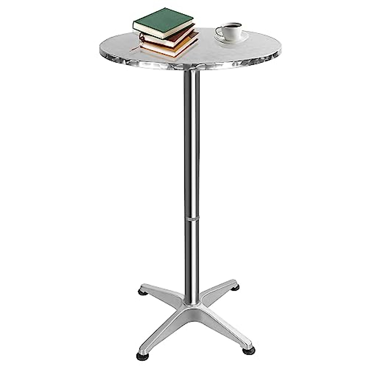 REDCAMP 24 inch Round Top Aluminum Bar Table with Flip-Up Top, Cocktail Table Bistro Pub Table for Parties Restaurant, 45" and 29.5" Two Height Adjustable