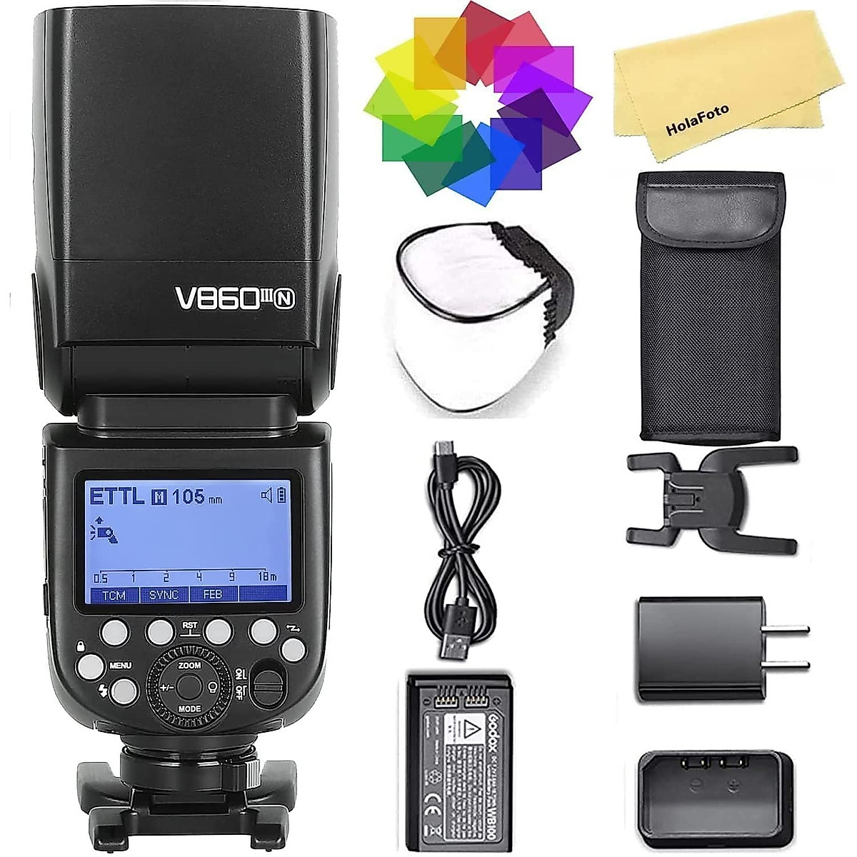 Godox V860III-N Camera Flash for Nikon Camera Flash Speedlight Speedlite Light,2.4G HSS 1/8000s,480 Full-Power Flashes,7.2V/2600mAh Li-ion Battery,0.01-1.5s Recycle Time,10 Levels LED Modeling Lamp
