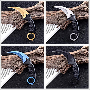 Karambit Knife Set of 2, Stainless Steel Fixed Blade Tactical Knife with Sheath and Cord Knife CS-GO for Hunting, Camping, Self Defenses and Field Survival
