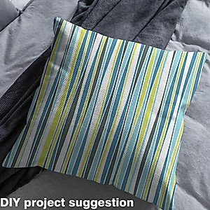 Feelyou Stripes Fabric by The Yard, Natural Geometric Waves Ripple Upholstery Fabric for Chairs, Farmhouse Striped Lines Decorative Waterproof Outdoor Fabric, 3 Yards, Green Blue