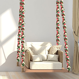 Levana.m 2Pcs Rose Garland Artificial Rose Vine 8.37FT Fake Silk Rose Flower Garland Hanging Rose Ivy Garland for Home Wall Art Wedding Party Garden Craft Decor, Pink