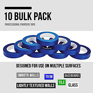 LICHAMP 10-Piece Blue Painters Tape 1 inch, Blue Masking Tape Bulk Multi Pack, 1 inch x 55 Yards x 10 Rolls (550 Total Yards)