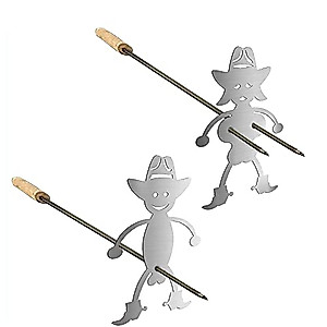 RICHERI 2 sets of marshmallow Grill Sticks, Stainless Steel Grill forks for men and women with hats, hot dog Stand Bonfire Party Family and friends Party Barbecue Forks