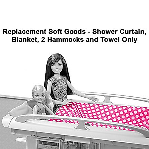 Barbie Replacement Parts Camper Playset - FBR34 ~ Replacement Soft Goods ~ Shower Curtain, Blanket, 2 Hammocks and Towel