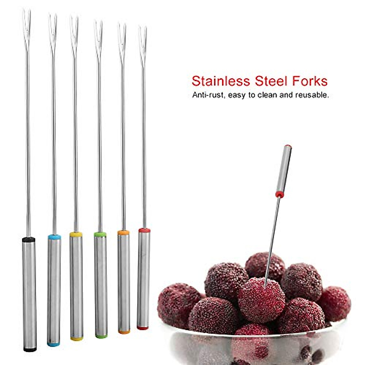 Fondu Fork Set, Fondue Forks, Chocolate Fork Fondue Tools Stainless Steel Fondue Forks, Cheese Fondue Forks Chocolate Dipping Fork for Chocolate Fountain for Cheese Fondue