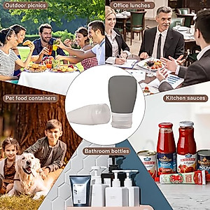 Ksooly 4-Pack 1.3Oz. Squeeze Salad Dressing Bottles with Cleaning Brush | Small Salad Dressing Container to Go | Portable Sauce Bottle Condiment Bottles | Food-grade Silicone, BPA Free