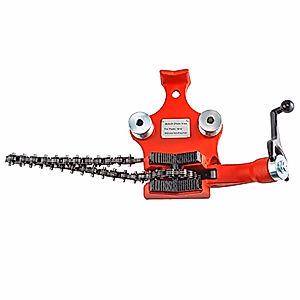 Mophorn Screw Bench Chain Vise 1/8 to 5-Inch Pipe Capacity, Heavy Duty Bench Chain Pipe Vise with Crank Handle, Neoprene-Coated Jaw, Cast Iron Material Ideal for a Variety of Pipes