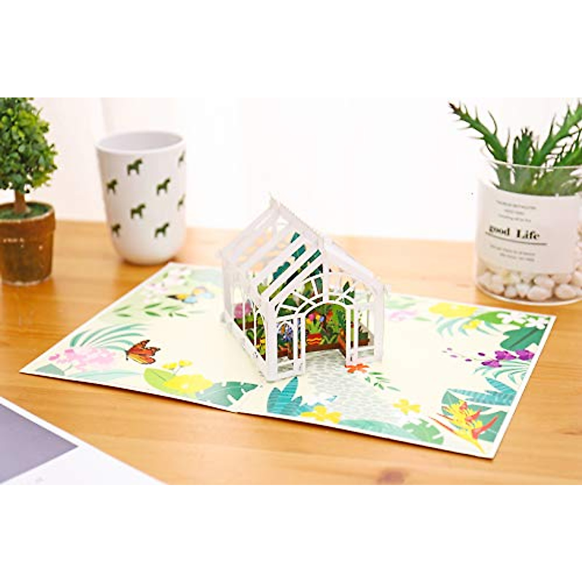 Liif Mother's Day Greenhouse 3D Greeting Pop Up Card For All Occasions, Mother's Day, Father's Day, Anniversary, Thinking Of You, Get Well, Birthday Card for Her, Mom, Wife, Women, Sister | With Message Note & Envelop