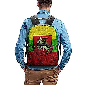 Lithuanian Flag Laptop Backpack Lightweight 16 Inch Travel Backpack Shoulder Bag Daypack for Men Women