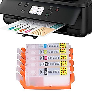 Walfront 5Pcs Ink Cartridge for PIXMA Ink Cartridge Printer Ink Cartridge IP7250 MG6350 MG5450 MX925 MX725 MG6450 MG5550 IX6850 Printers